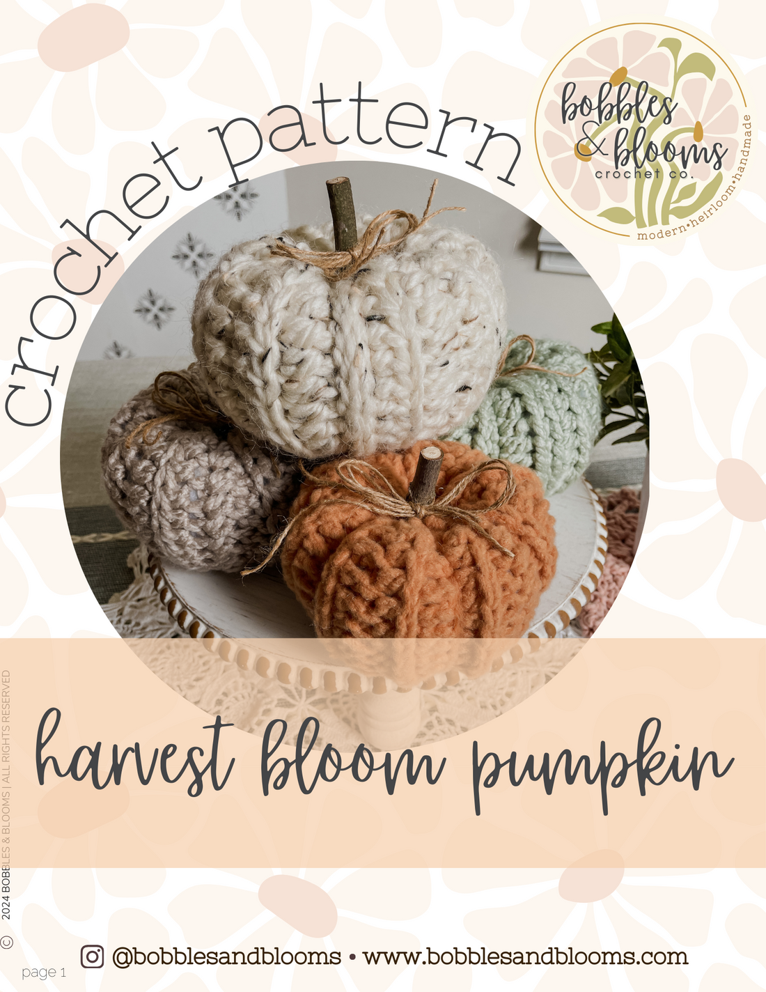 **PATTERN** Harvest Bloom Pumpkin Crochet Pattern PDF – Bobbles & Blooms